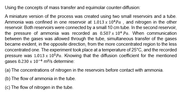 Solved Texts Using The Concepts Of Mass Transfer And Equimolar