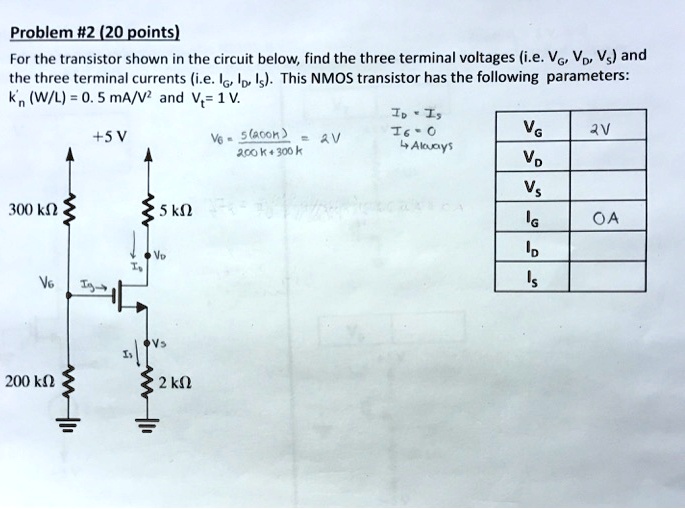 Solved Problem 2 20 Points For The Transistor Shown In The Circuit Below Find The Three