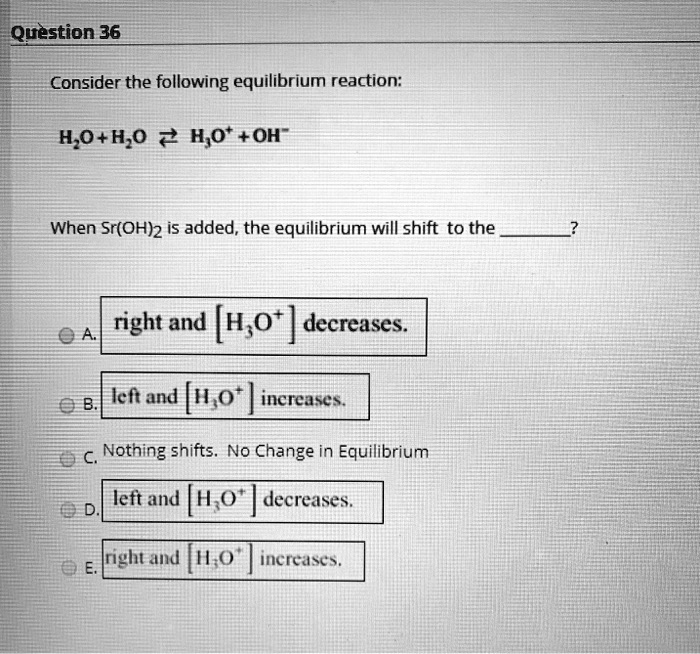 SOLVED: Question 36 Consider the following equilibrium reaction: H,o+H ... SOLVED: Question 36 Consider the following equilibrium reaction: H,o+H ...
