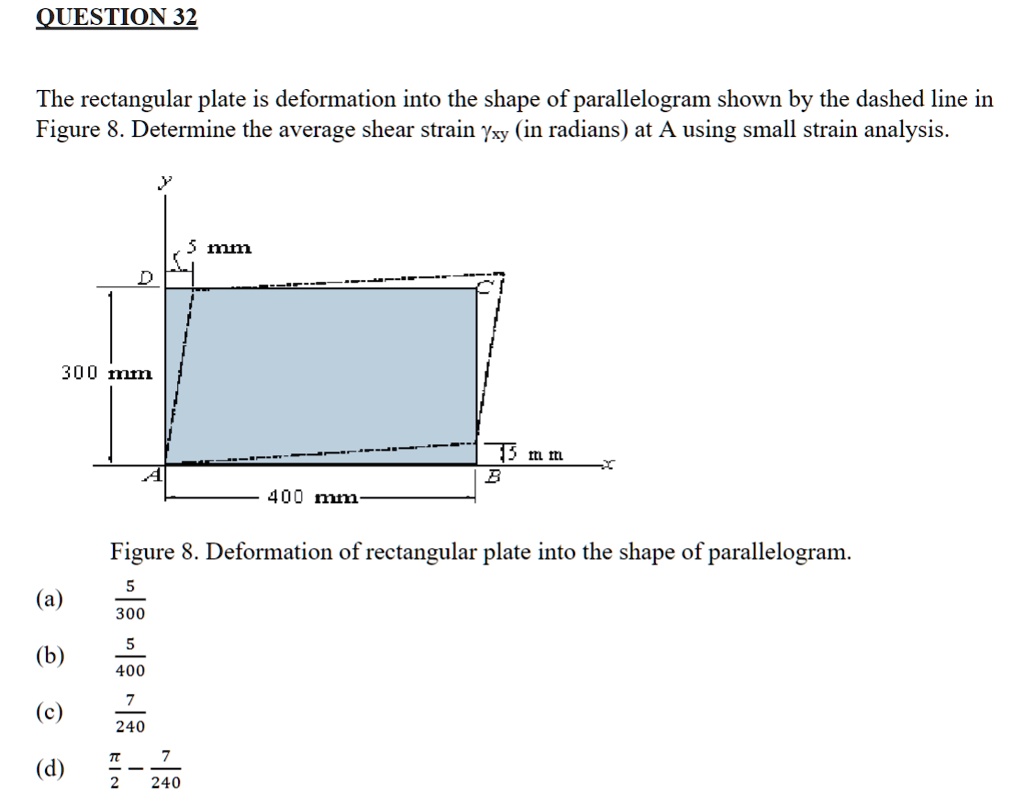 question 32 the rectangular plate is deformation into the shape of ...