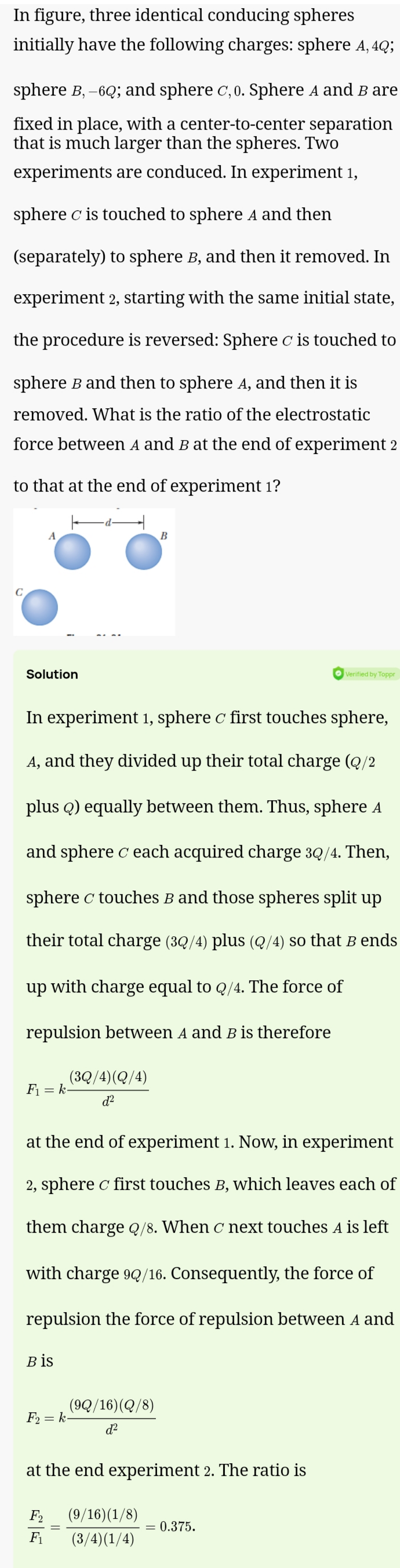 In figure, three identical conducing spheres initially have the ...