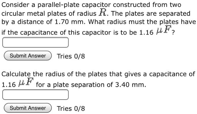 consider parallel plate capacitor constructed from two circular metal ...