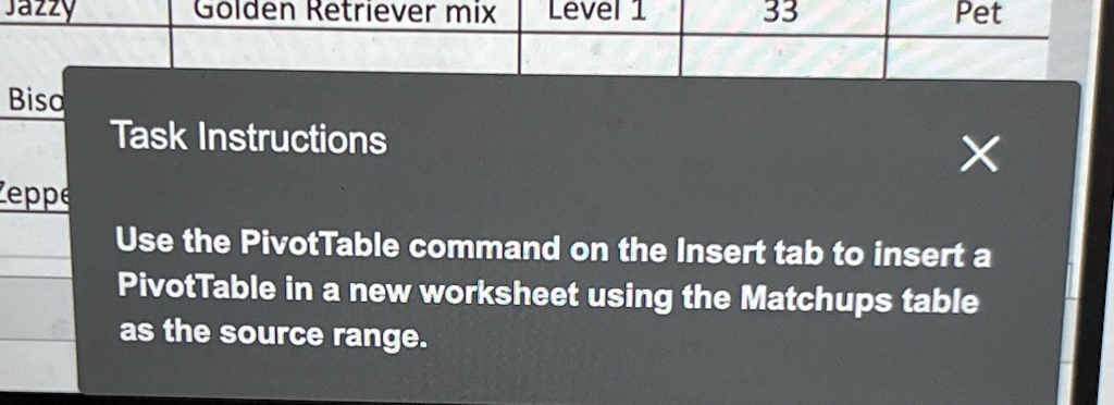 SOLVED: Task Instructions Use the PivotTable command on the Insert tab ... SOLVED: Task Instructions Use the PivotTable command on the Insert tab ...
