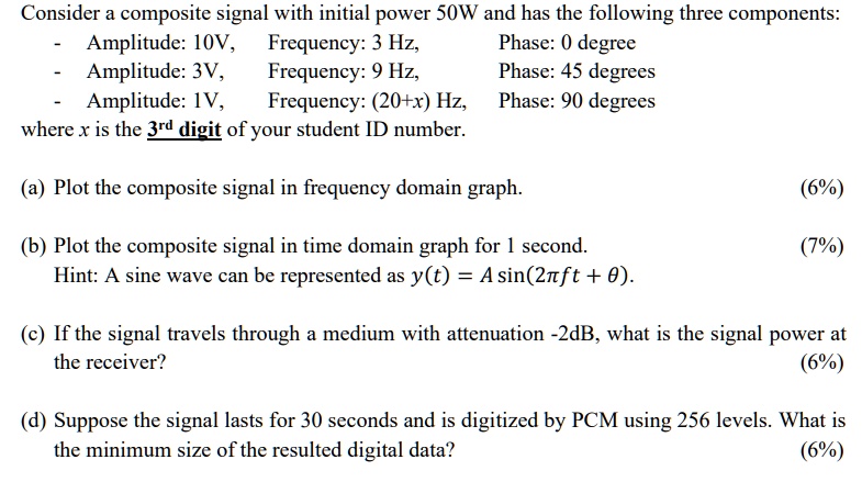 SOLVED:Consider a composite signal with initial power SOW and has the ...