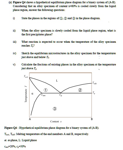 SOLVED: (a) Figure Q4 shows a hypothetical equilibrium phase diagram ...