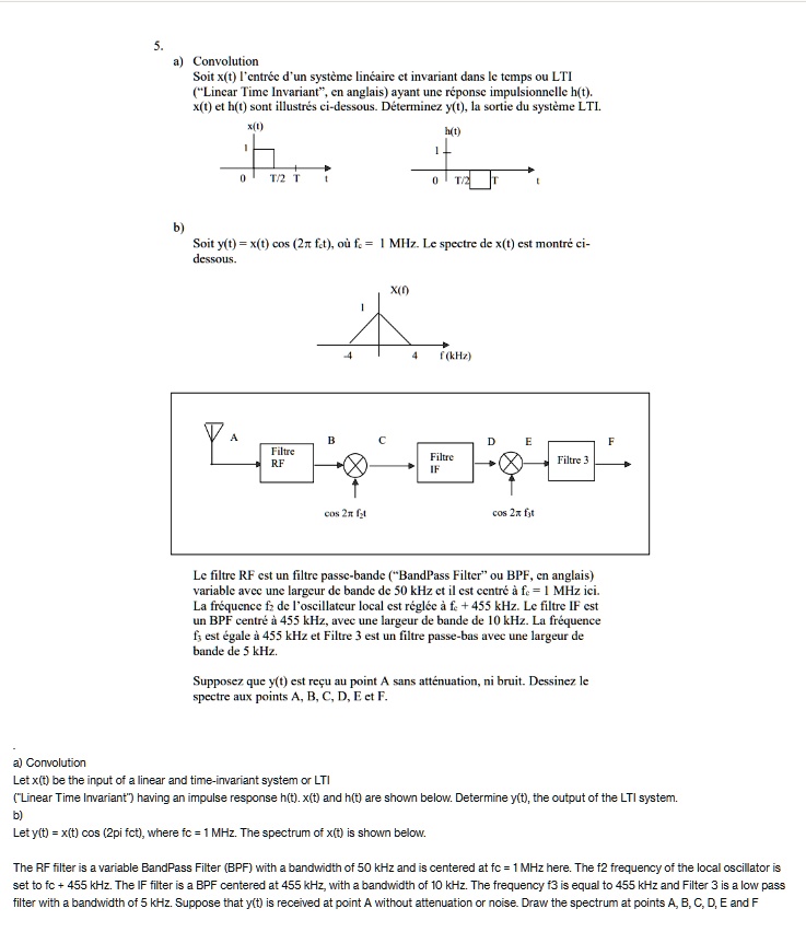 texts a convolution soit xt lentree dun systeme lineaire et invariant ...