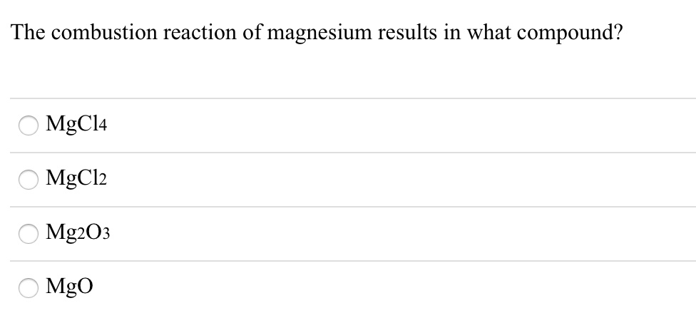 the combustion reaction of magnesium results in what compound mgcl4 ...