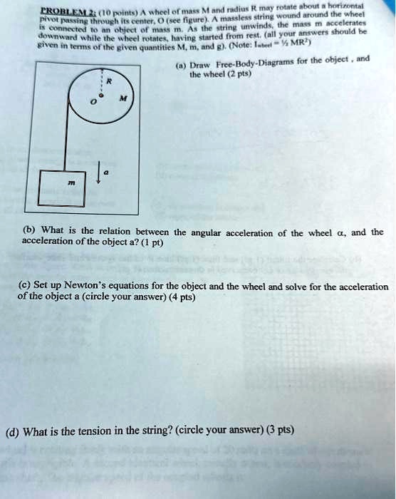 SOLVED: PROBLEM 2: (10 points) A wheel of mass M and radius R may rotate about a horizontal ...
