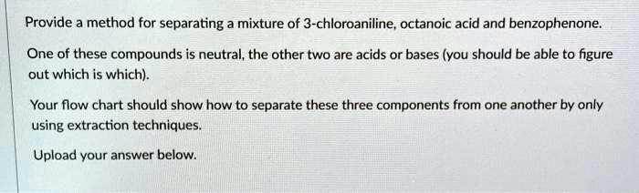 SOLVED: Provide a method for separating a mixture of 3-chloroaniline ...