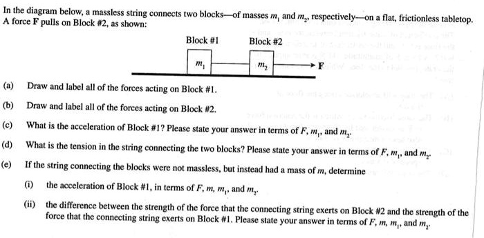 in the diagram below massless string connects two blocks 0l masses and m respectively force ...