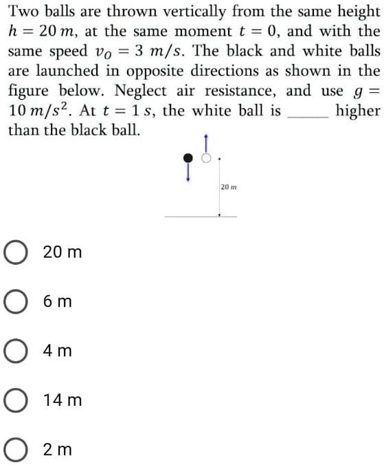 two balls are thrown vertically from the same height h20mat the same ...