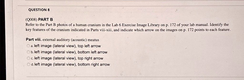 Solved Question 8 Q008 Part B Refer To The Part B Photos Of A Human