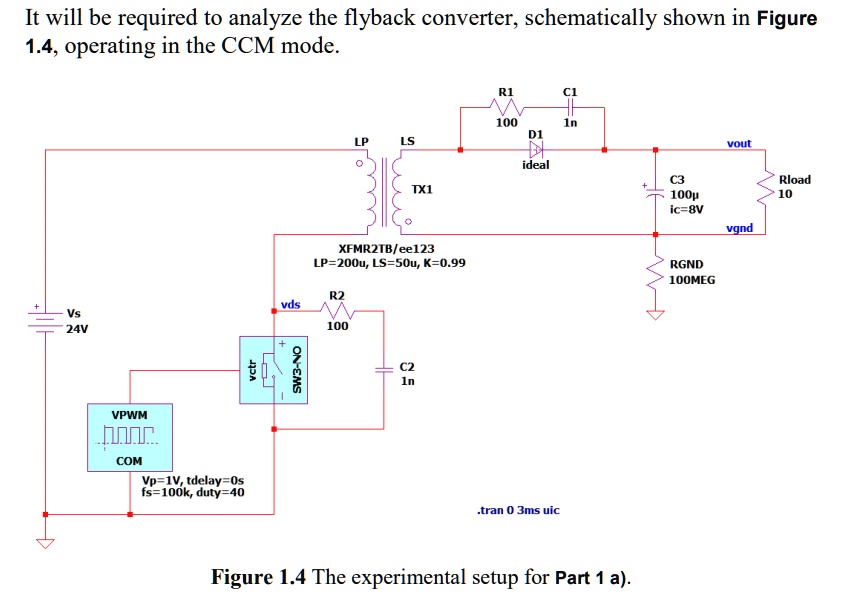 SOLVED: 1. Determine the turn ratios for the flyback converter transformer in Part 1. Use the ...