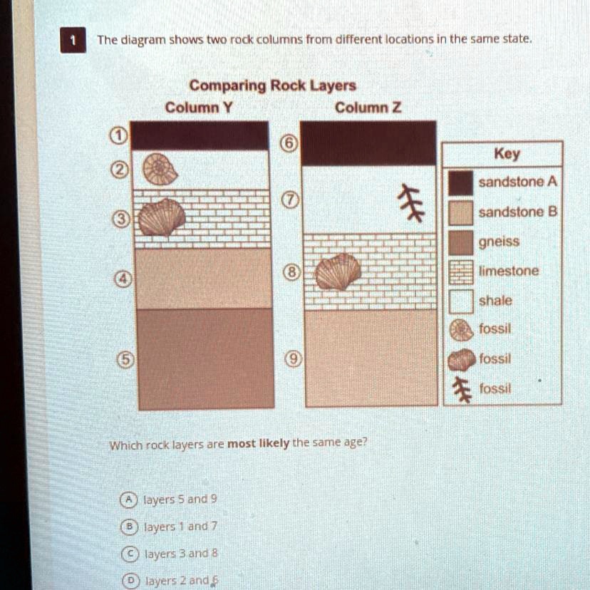 SOLVED: Which rock layers are most likely the same age? A.) Layers 5 ...