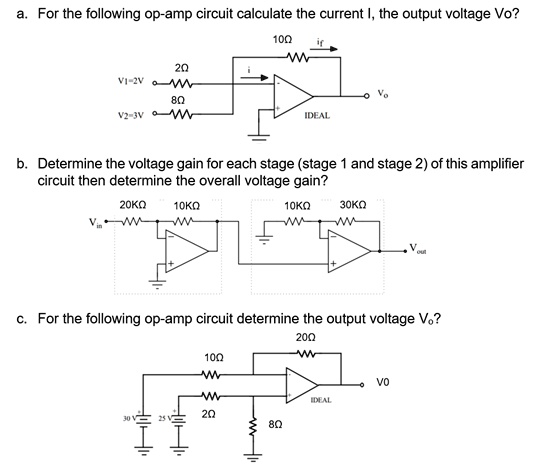 SOLVED: a. For the following op-amp circuit, calculate the current I and the output voltage Vo ...
