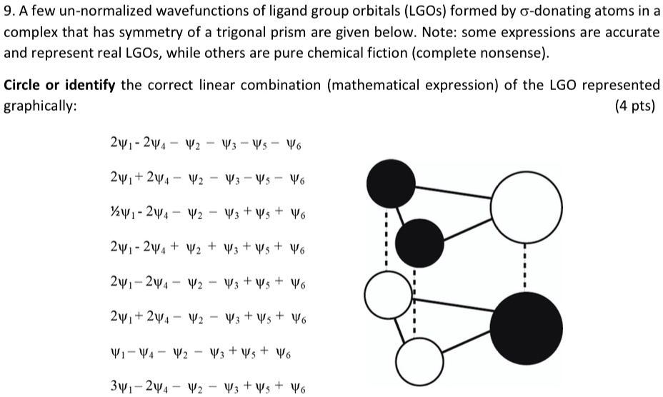 SOLVED: A few un-normalized wavefunctions of ligand group orbitals ...