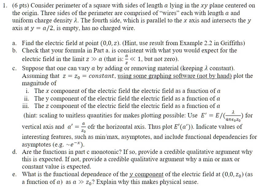 SOLVED: Consider the perimeter of a square with sides of length a lying ...