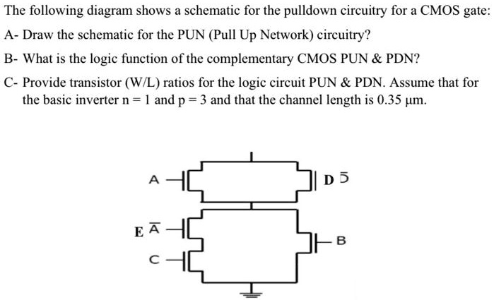 SOLVED: The following diagram shows a schematic for the pull-down circuitry for a CMOS gate. A ...
