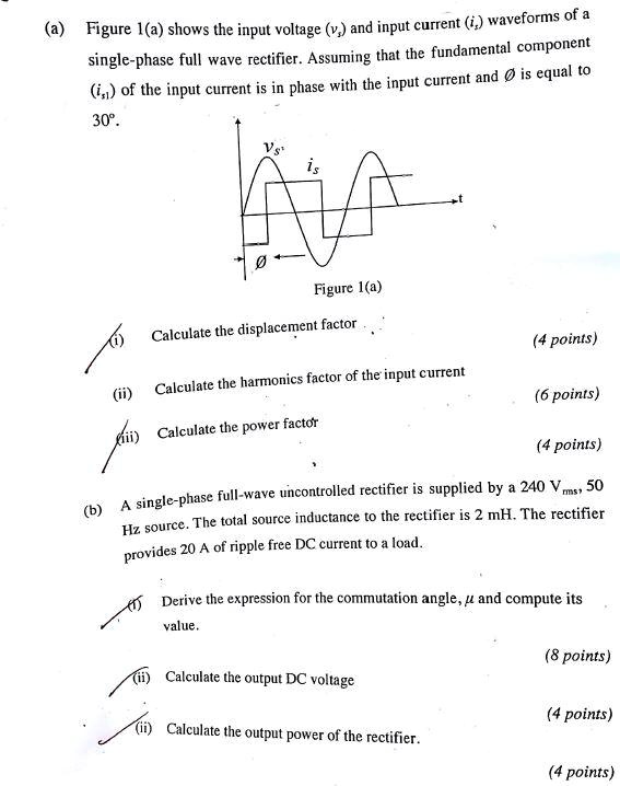 SOLVED: Texts: 30. Figure 1a Calculate the displacement factor. Calculate the harmonics factor ...
