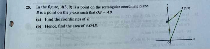 SOLVED: In the figure; A(3. 9) is # point on the rectangular coordinate ...