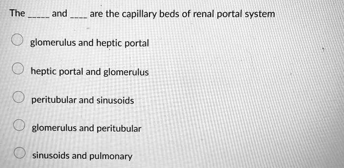 The and are the capillary beds of renal portal system glomerulus and ...