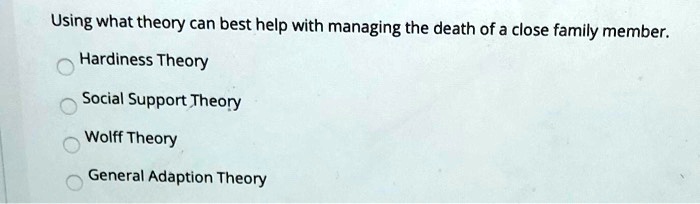 SOLVED: Using what theory can best help with managing the death of a ...