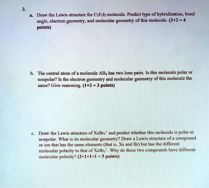 draw the lewis structure for cxfzlz molecule predict type ...