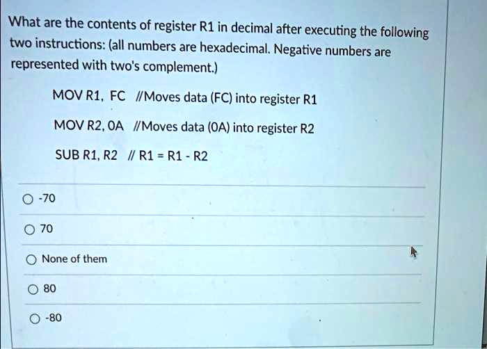What Are The Contents Of Register R1 In Decimal After Executing The Following Two Instructions