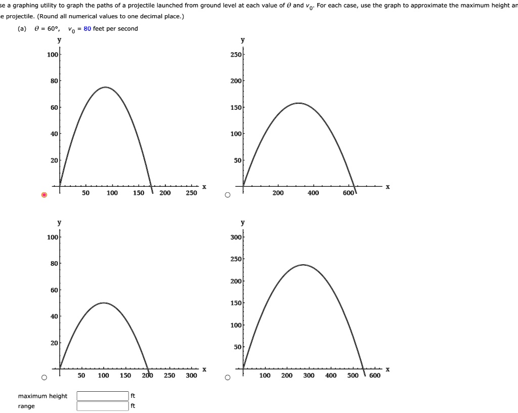 graphing utility to graph the paths projectile launched from ground ...