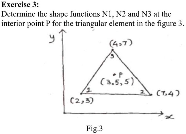 SOLVED: Exercise 3: Determine the shape functions N1, N2, and N3 at the ...
