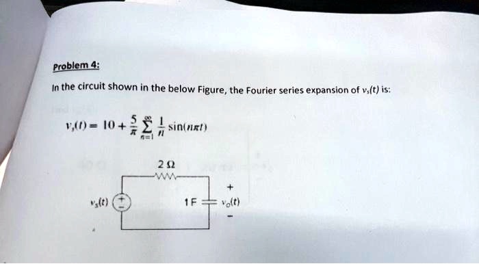 SOLVED: Problem 4: In the circuit shown in the below Figure, the Fourier Series expansion of v(t ...