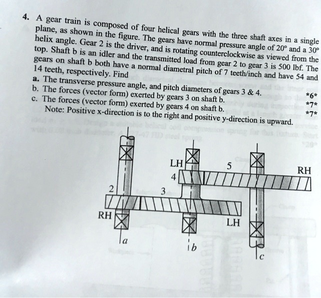 SOLVED: A gear train is composed of four helical gears with the three ...
