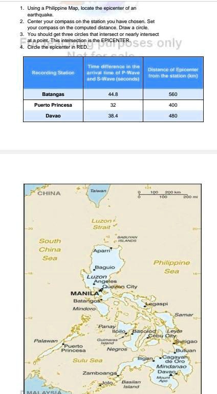1. Using a Philippine Map, locate the epicenter of an earthquake. 2 ...