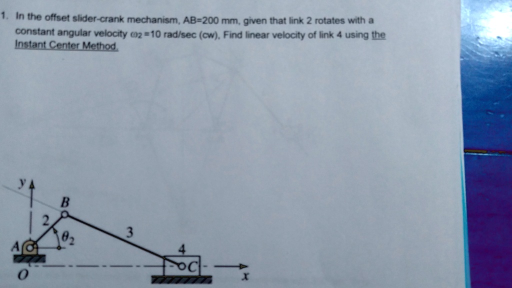 1. In the offset slider-crank mechanism, AB=200 mm, given that link 2 ...