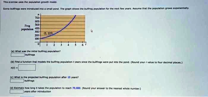 SOLVED: This exercise uses the population growth model. Some bullfrogs ...