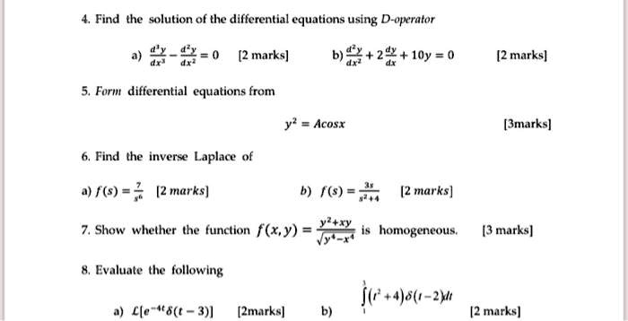 find the solution of the differential equations using d operator 40 2 ...