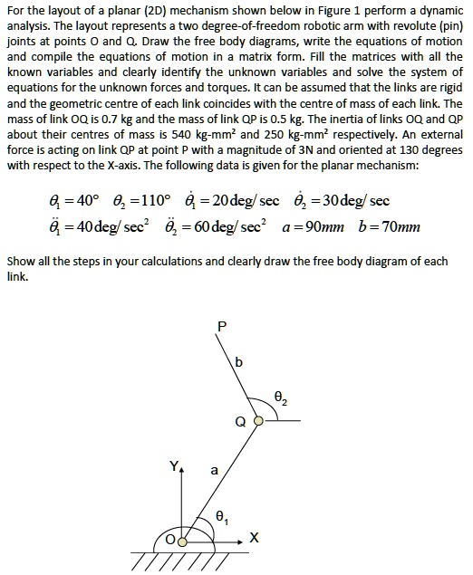 SOLVED: For the layout of a planar (2D) mechanism shown below in Figure ...