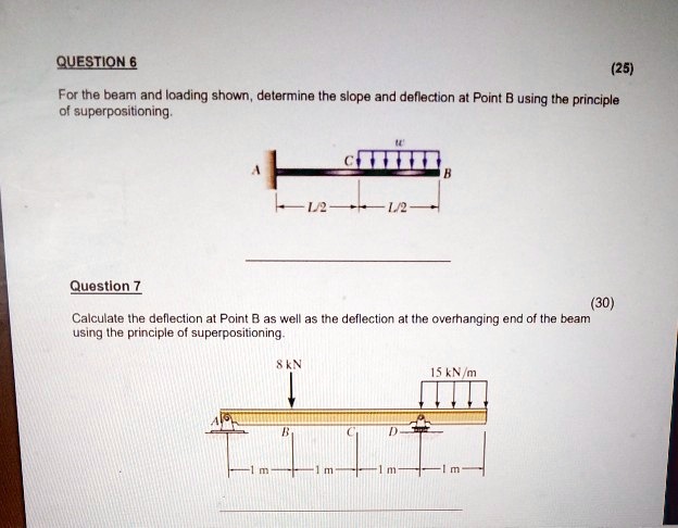 SOLVED: QUESTION 6 (25) For the beam and loading shown, determine the slope and deflection at ...