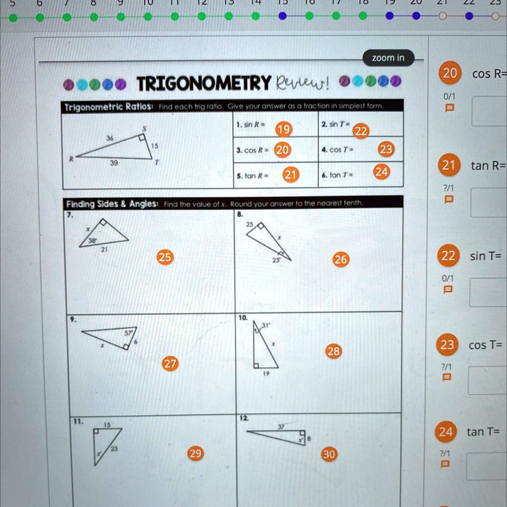 SOLVED: TRIGONOMETRY REVIEW: RATIOS FOR FINDING SIDES ANGLES (DUE ...