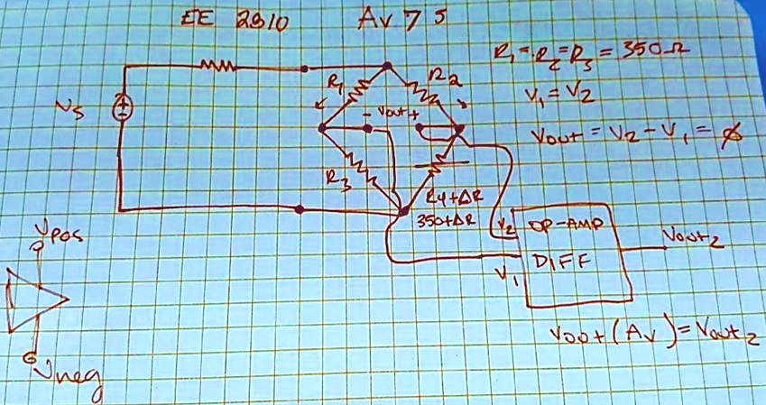 SOLVED: Design a PCB that combines the Wheatstone-bridge sensor (depicted below) with a ...