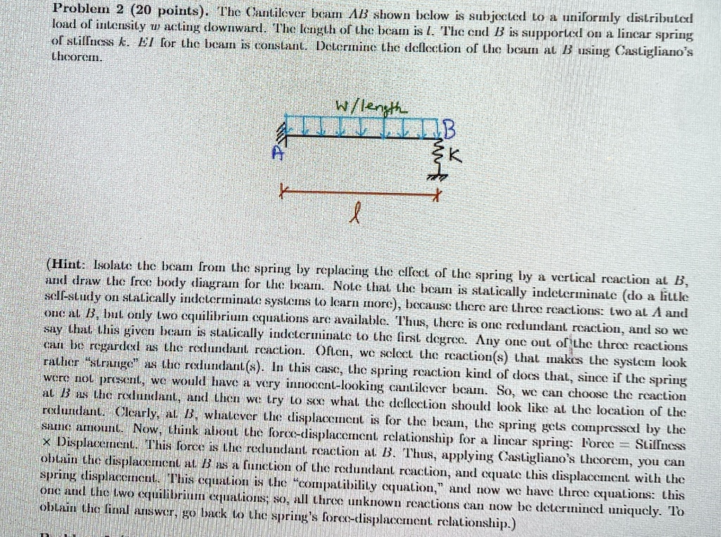 problem 2 20 points the cantilever beam ab shown below is subjected to ...