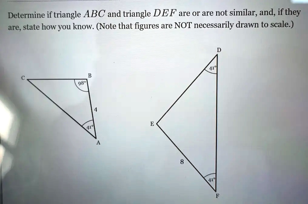 SOLVED: Determine if triangle ABC and triangle DEF are or are not ...