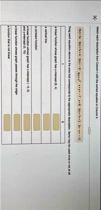 SOLVED: Texts: K Match each description from Column I with the correct equation in Column II ...