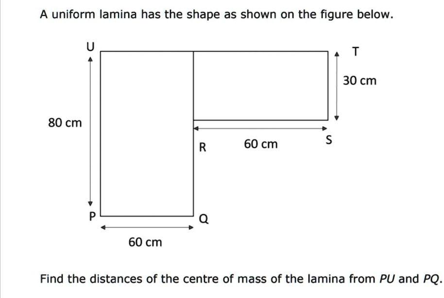 A uniform lamina has the shape as shown on the figure below. U 80 cm R ...