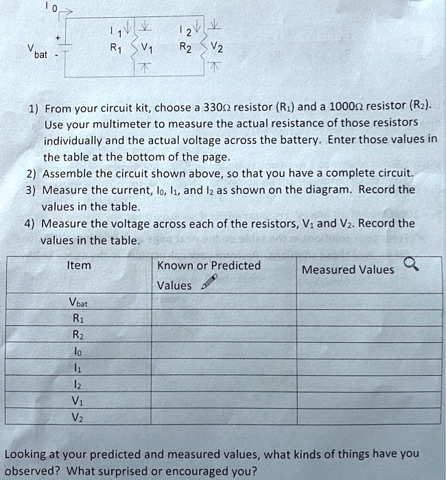 SOLVED: bat From your circuit kit, choose a 3302 resistor (Ri) and a 10002 resistor (Rz): Use ...