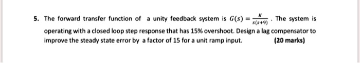Solved The Forward Transfer Function Of A Unity Feedback System Is Gs Operating With A Closed