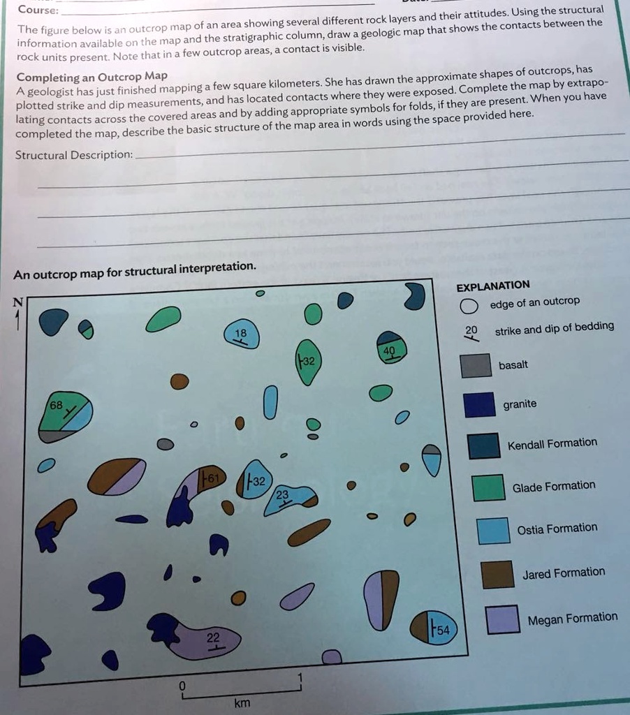 Course: The figure below is an outcrop map of an area showing several ...