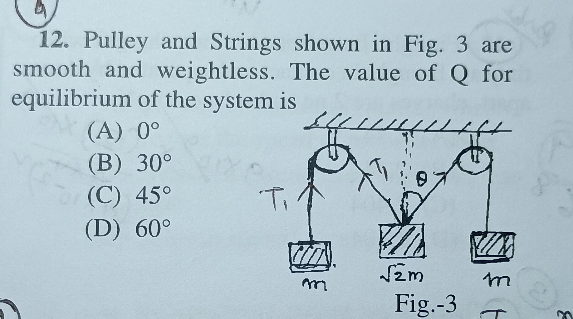 (a) 12. Pulley and Strings shown in Fig. 3 are smooth and weightless ...