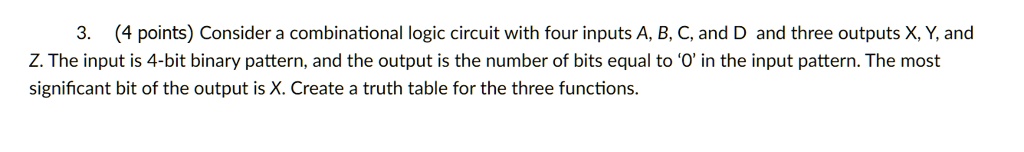 Solved 4 Points Consider A Combinational Logic Circuit With Four Inputs A B Cand D And