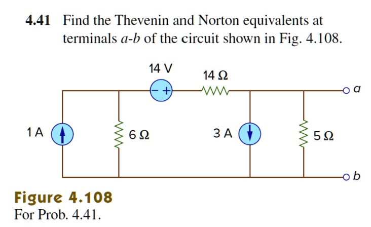 [GET ANSWER] 4.41 Find the Thevenin and Norton equivalents at terminals ...